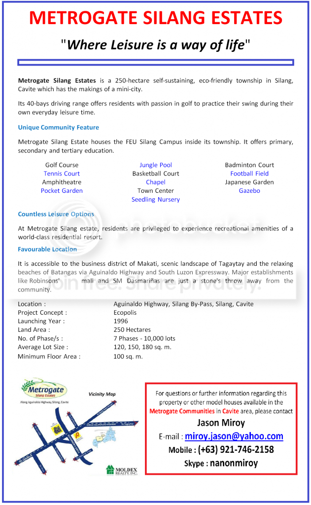 Metrogate Silang Estates – Silang, Cavite | Inter City Consultancy ...